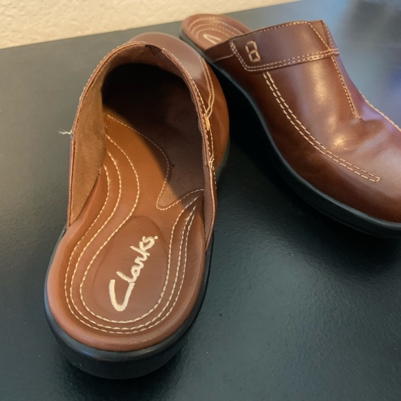Clarks | Shoes | Clarks Brown Slip On Mules | Poshmark